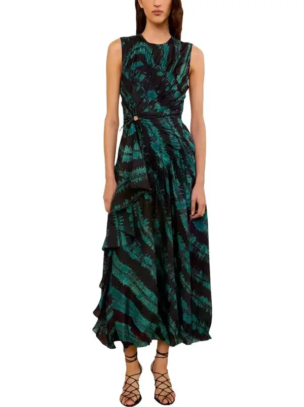 Ulla Johnson Veda Tie-dye Ruffled Midi Dress - Black