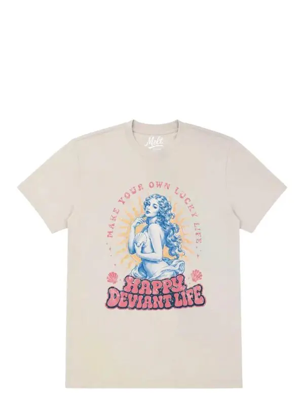 MELT Graphic-print Cotton T-shirt - Neutrals