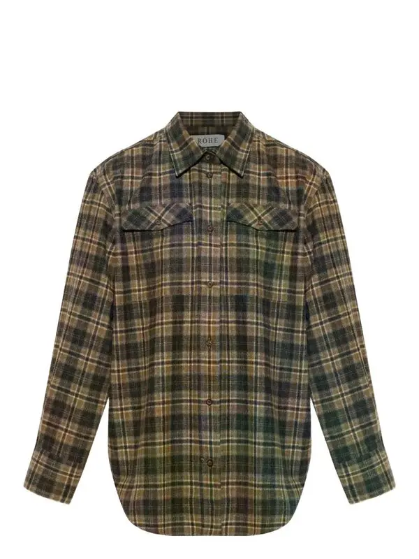 RÓHE Check-patterned Pocket Shirt - Brown