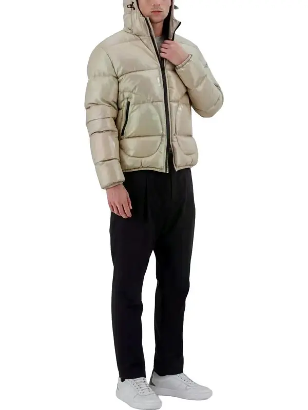 Herno Quilted Jacket With Drawstring Hood And Glossy Finish - Neutrals