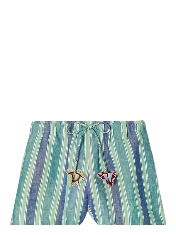 Tory Burch Striped Linen Shorts - Blue