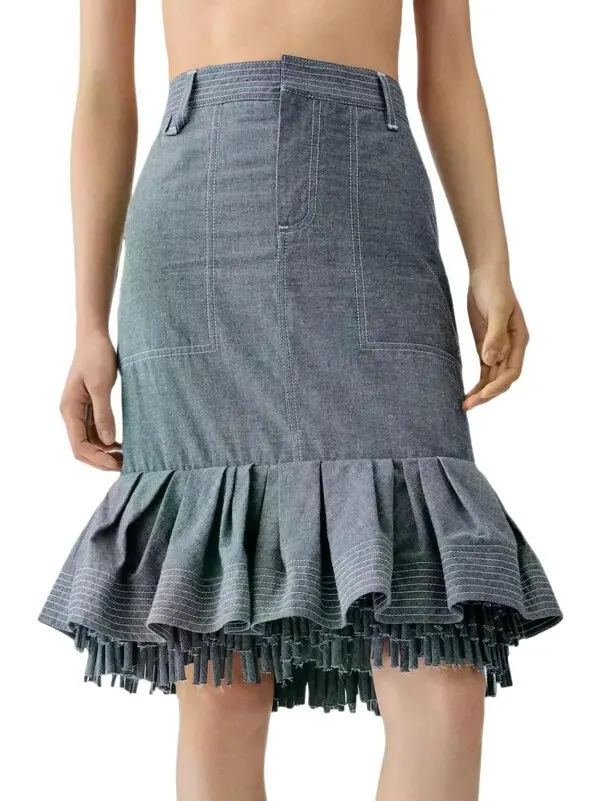 Jacquemus Ruffled Fringe Hem Skirt - Blue