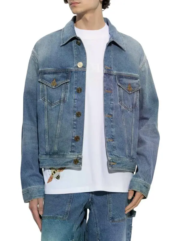 Balmain Logo-embossed Denim Jacket - Blue
