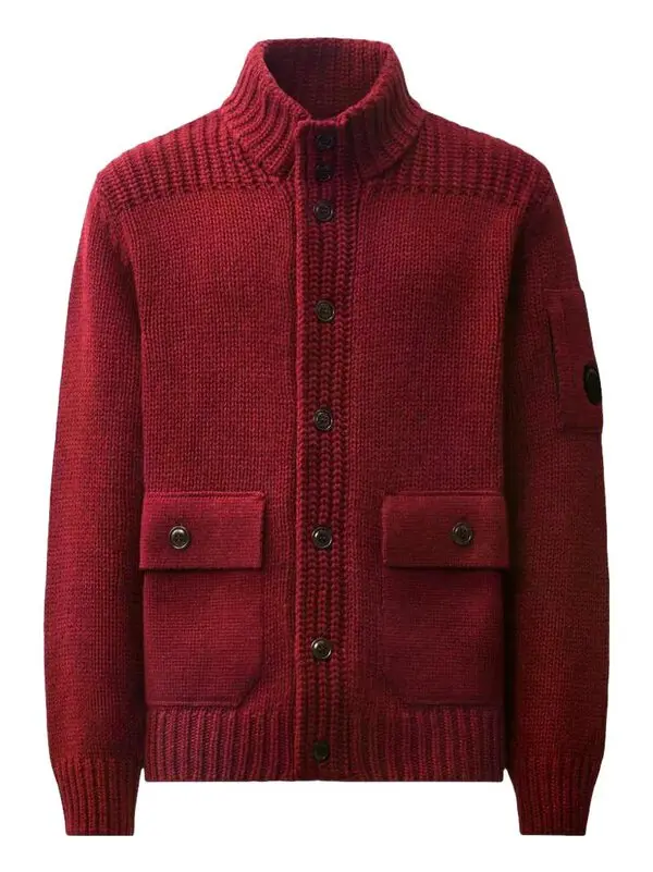 C.P. COMPANY Lens Detail Button-up Cardigan - Red
