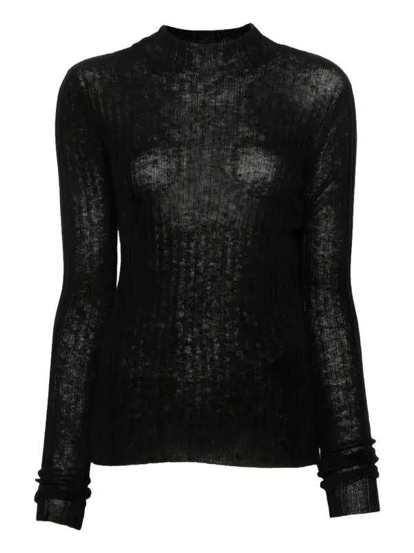 Pinko Ribbed-knit Long-sleeve Sweater - Black