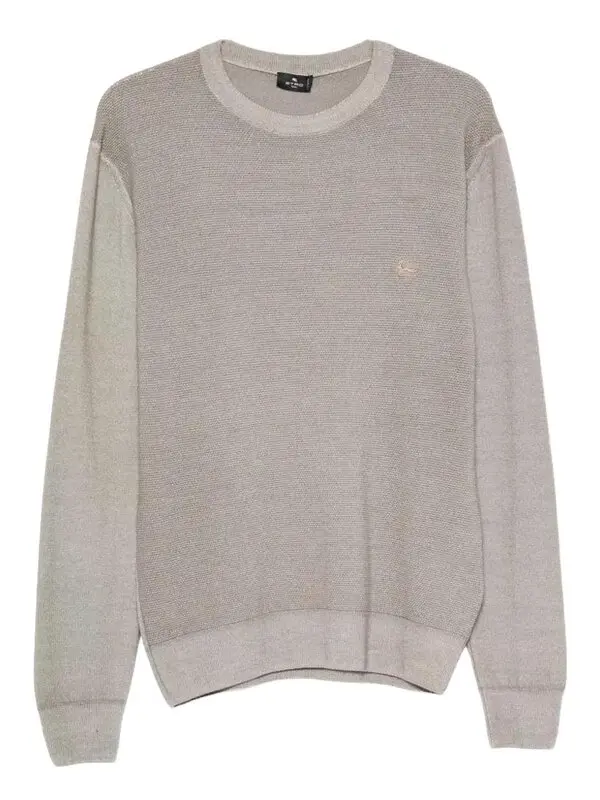 Etro Pegaso Embroidered Waffle-knit Sweater - Grey