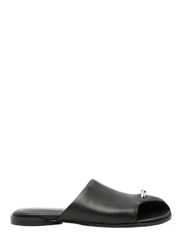 ADRIANNA FERETTI Leather Open-toe Mules - Black