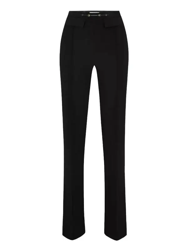 Elisabetta Franchi Flared Trousers With Horsebit Detail - Black