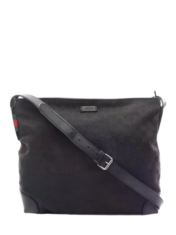 Gucci Gg Canvas Crossbody Bag With Web Stripe Detail - Black