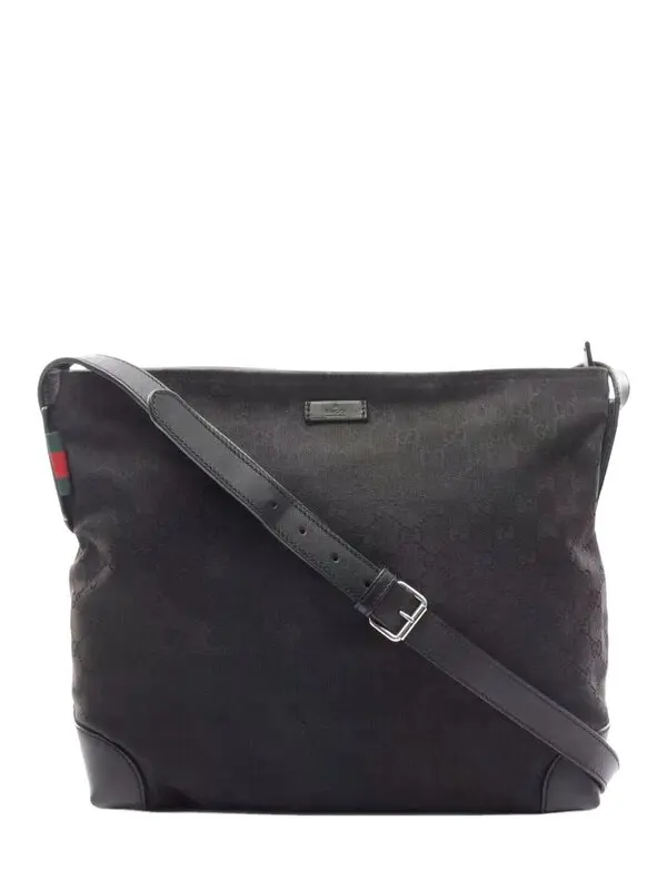Gucci Gg Canvas Crossbody Bag With Web Stripe Detail - Black