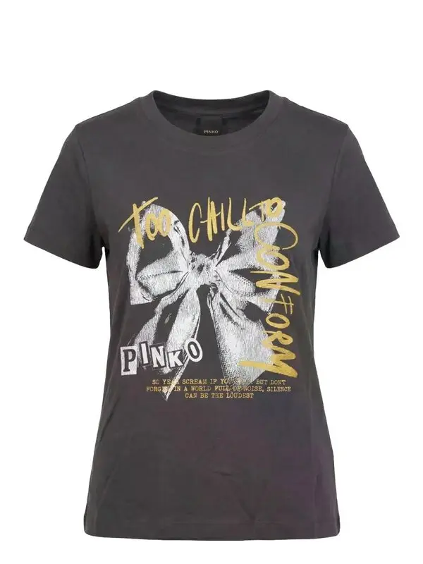 Pinko Bow Print Logo T-shirt - Grey