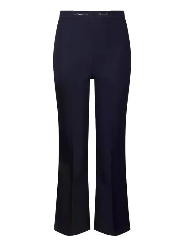 Elisabetta Franchi Flared Trousers With Horsebit Detail - Blue