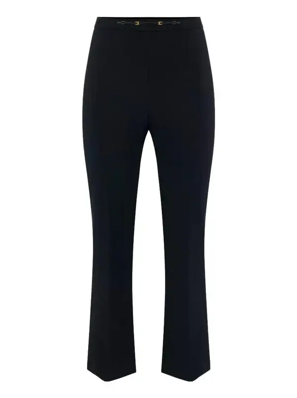 Elisabetta Franchi Flared Trousers With Horsebit Detail - Black