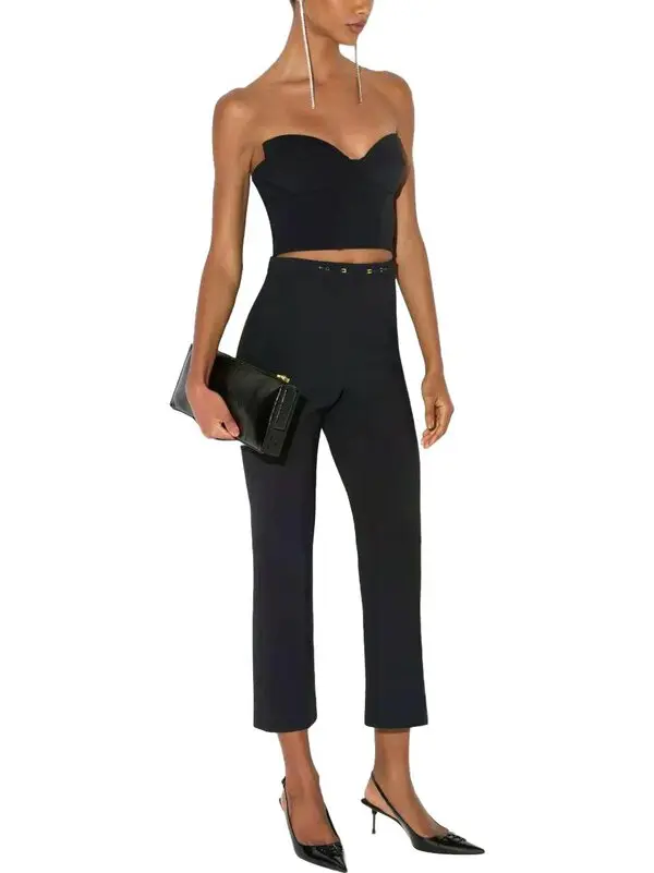 Elisabetta Franchi Flared Trousers With Horsebit Detail - Black