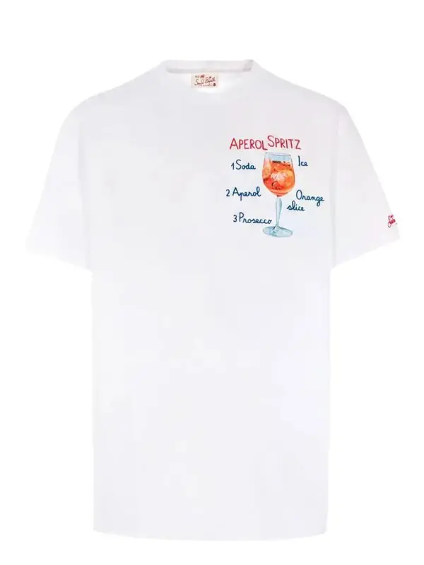 MC2 SAINT BARTH Portofino Cocktail-embroidered T-shirt - White