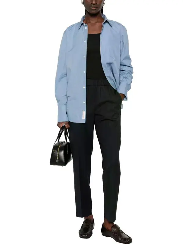 Peserico Elasticated Waist Trousers With Pressed Crease - Blue