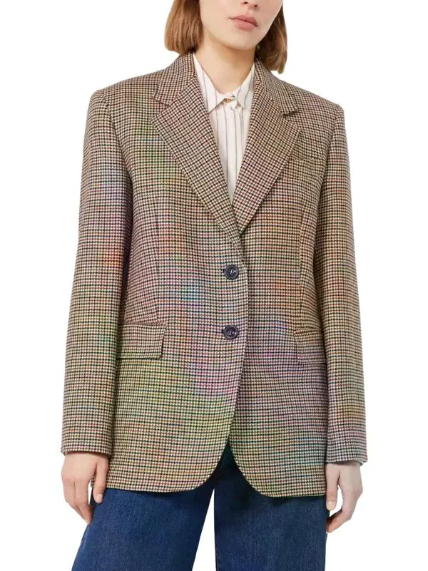 Max Mara Houndstooth Pattern Single-breasted Blazer - Neutrals
