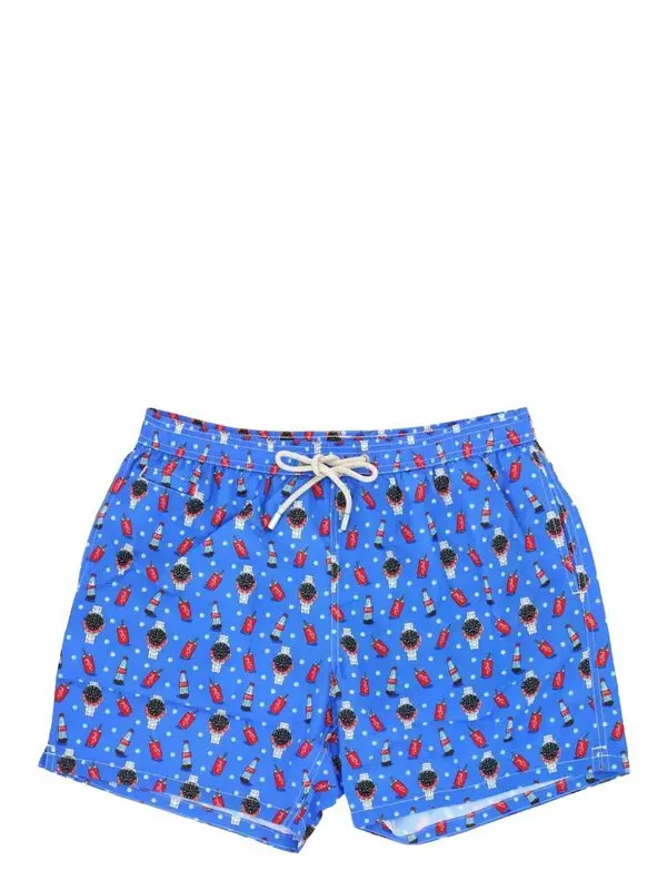 MC2 SAINT BARTH Graphic Print Drawstring Swim Shorts - Blue