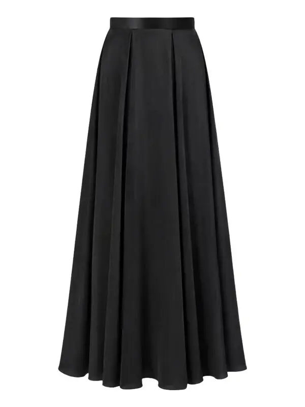 TEMPERLEY LONDON Pleated Satin Maxi Skirt - Black