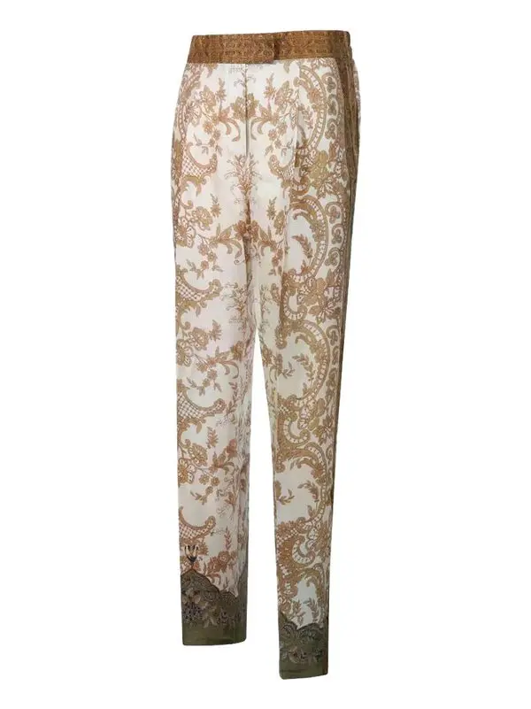 PIERRE-LOUIS MASCIA Baroque Print Tapered Trousers - Neutrals