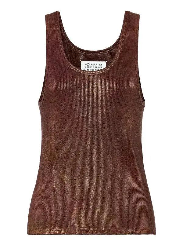 MAISON MARGIELA Foiled Ribbed Tank Top - Brown
