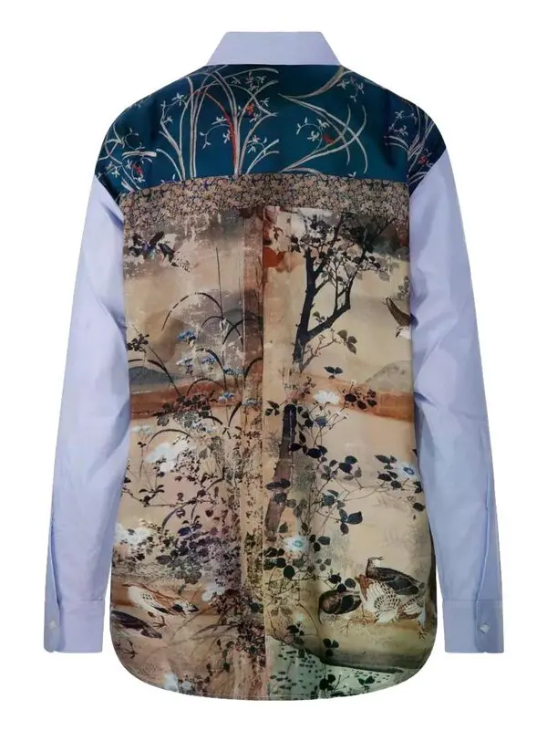 PIERRE-LOUIS MASCIA Graphic Print Panelled Shirt - Blue