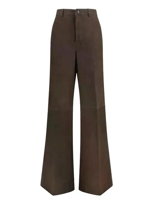 Rick Owens Wide-leg Panelled Suede Trousers - Brown