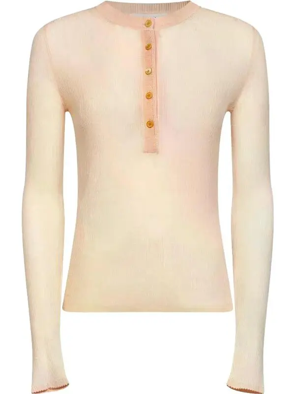 Chloé Ribbed Knit Long Sleeve Top - Orange