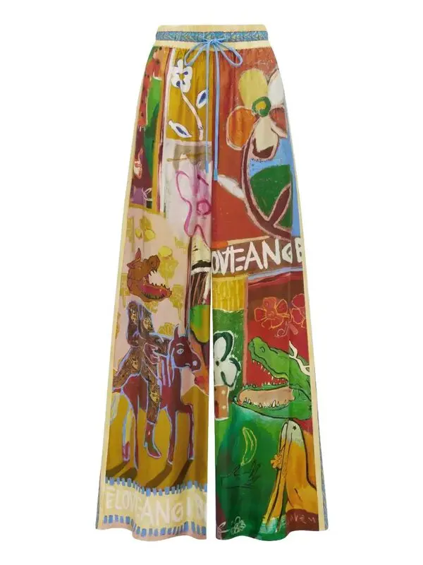 ALEMAIS Graphic Print Palazzo Pants - Orange