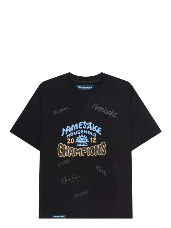 NAMESAKE Crew Neck Graphic Print T-shirt - Black