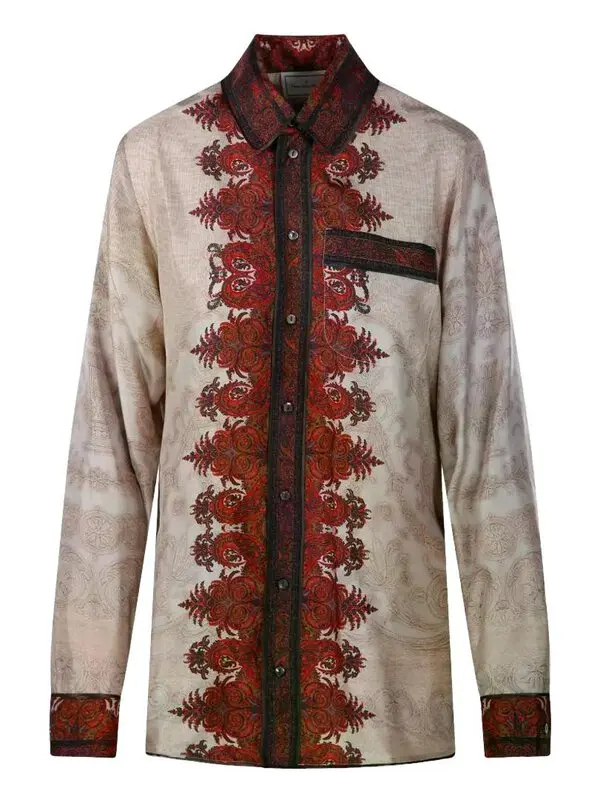PIERRE-LOUIS MASCIA Paisley Print Button-down Shirt - Neutrals