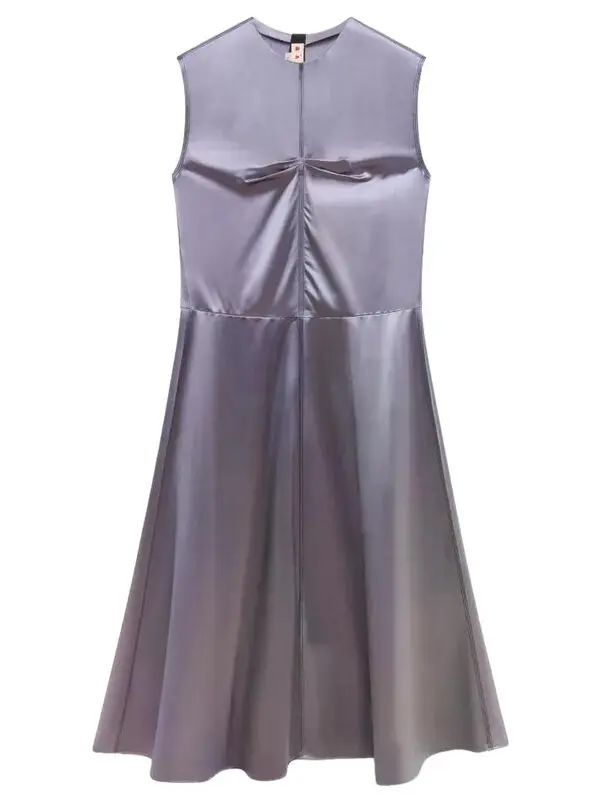 Marni Satin Sleeveless Dress With Ruched Detailing - Grey