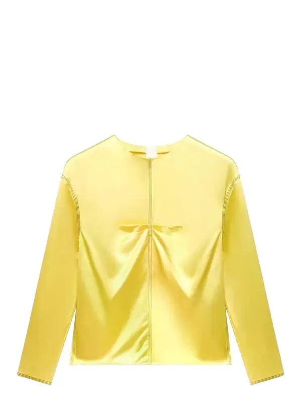 Marni Long-sleeved Satin Top With Contrast Stitching - Yellow