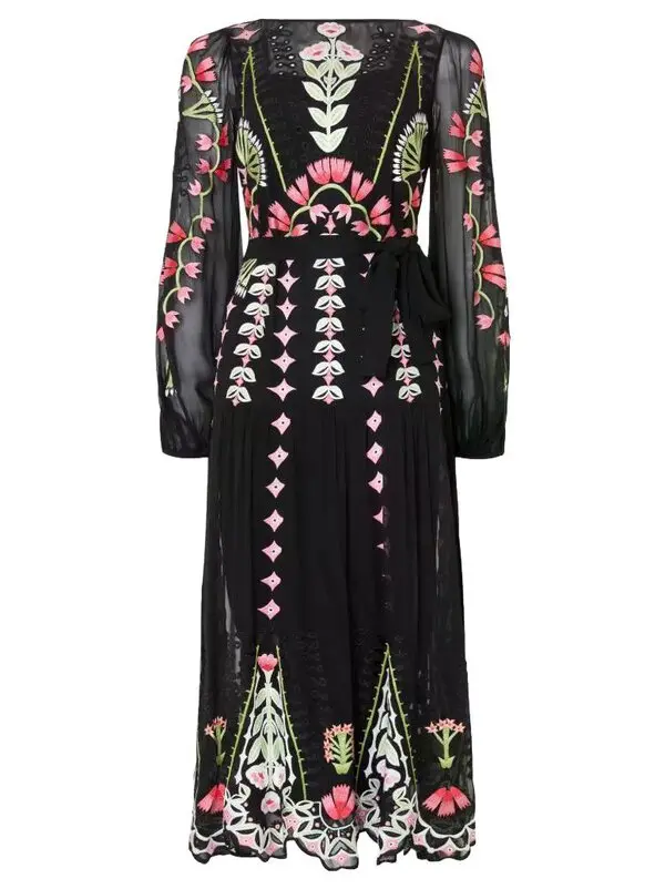 TEMPERLEY LONDON Rosalba Embroidered Midi Dress - Black