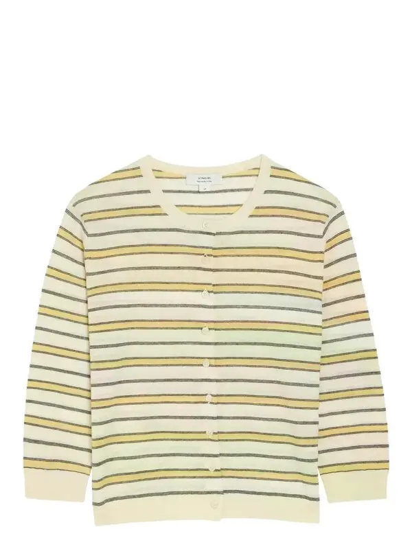 Vince Striped Button-up Cardigan - Neutrals