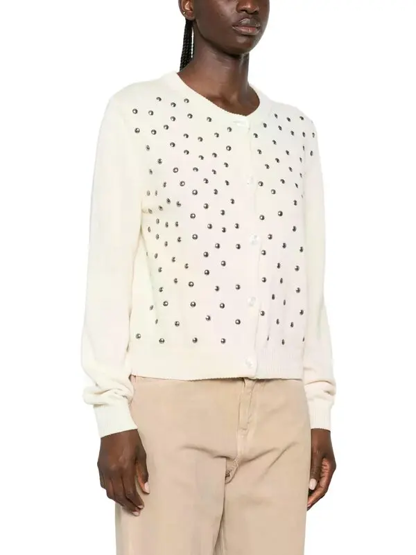 VICOLO Stud-embellished Cardigan - Neutrals