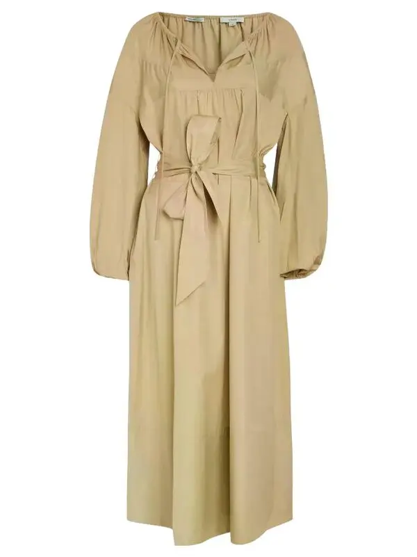 Vince Belted Puff-sleeve Midi Dress - Neutrals