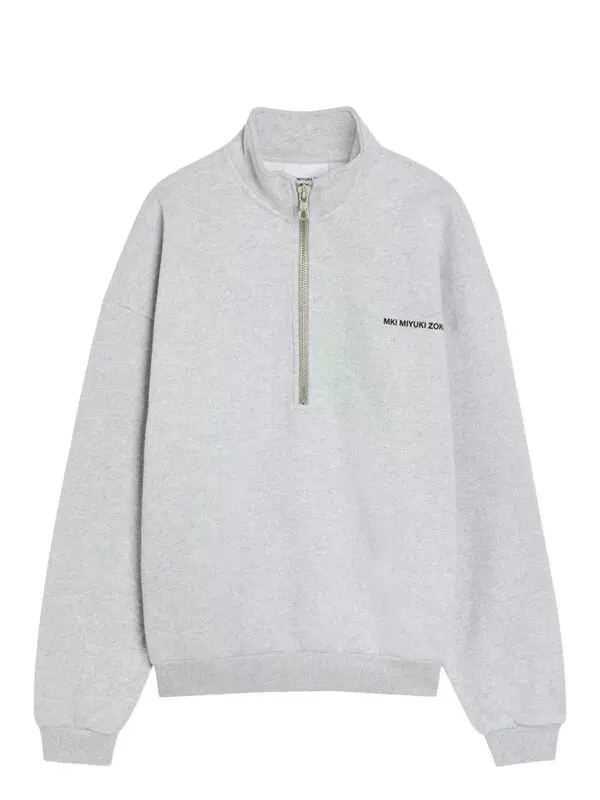 MKI MIYUKI ZOKU Quarter-zip Logo-print Sweater - Grey