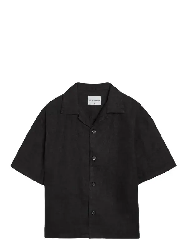 MKI MIYUKI ZOKU Linen Camp-collar Shirt - Black