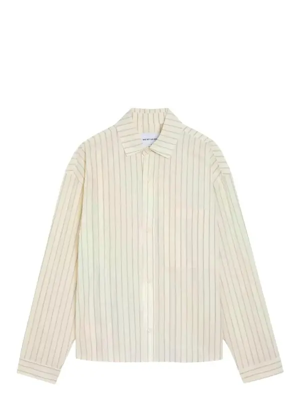 MKI MIYUKI ZOKU Vertical-stripe Chest-pocket Shirt - Neutrals