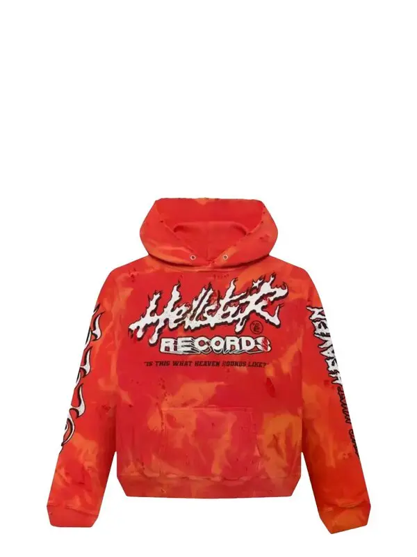 HELLSTAR Distressed Graphic Hoodie - Orange