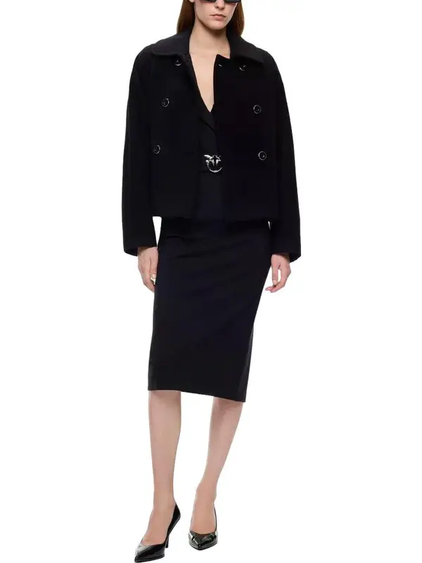 Pinko Double-breasted Wool Coat - Black