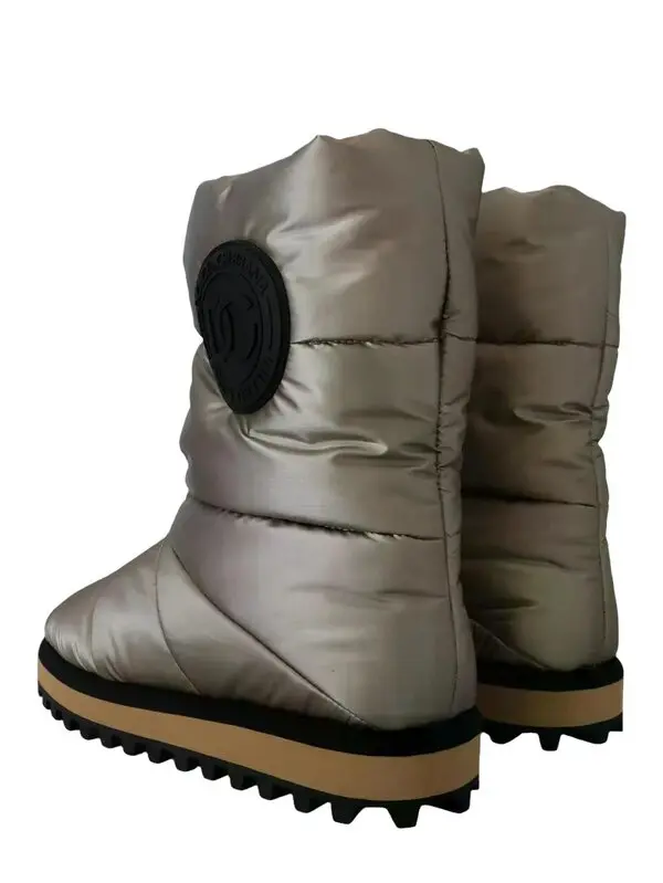 Dolce & Gabbana Quilted Logo-patch Ankle Boots - Grey