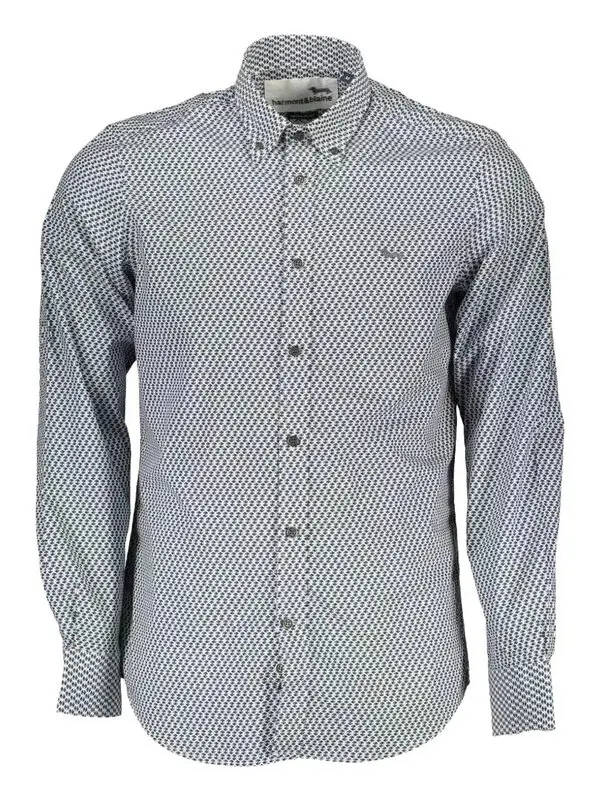 HARMONT & BLAINE Geometric-pattern Button-down Shirt - Blue
