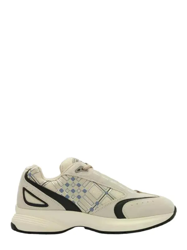 Burberry Eclipse Sneakers In Nylon, Suede, And Leather With Checked Paneling - Neutrals