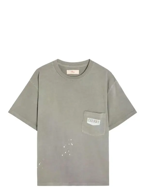 CHERRY LA Paint-splatter Chest-pocket T-shirt - Grey