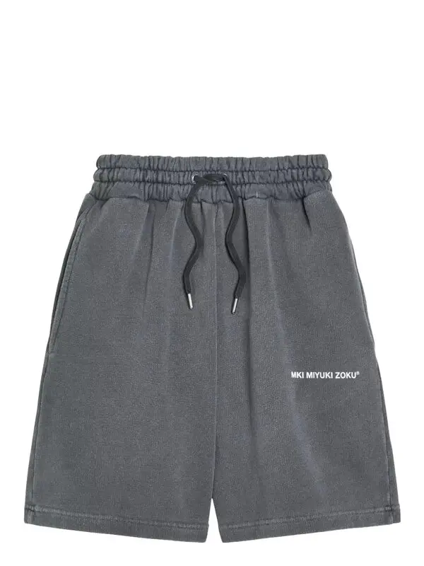MKI MIYUKI ZOKU Logo Print Drawstring Shorts - Grey