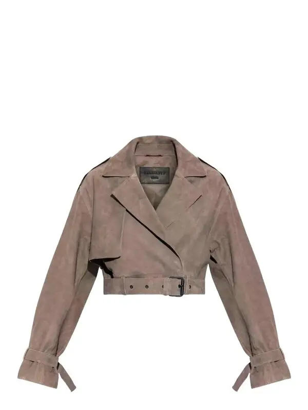 ALLSAINTS Ophelia Cropped Belted Jacket - Brown