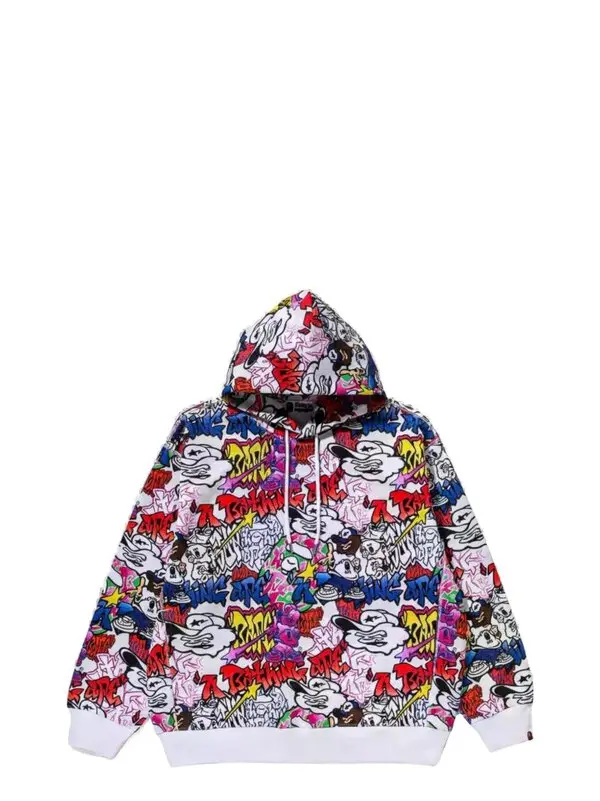A BATHING APE Graffiti Print Hoodie - White