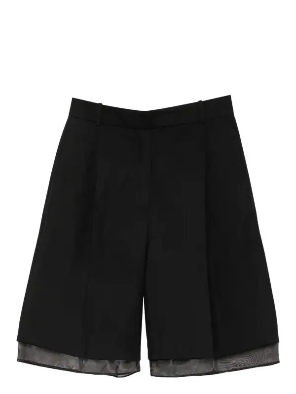 RÓHE Layered Hem Pleated Wool Shorts - Black